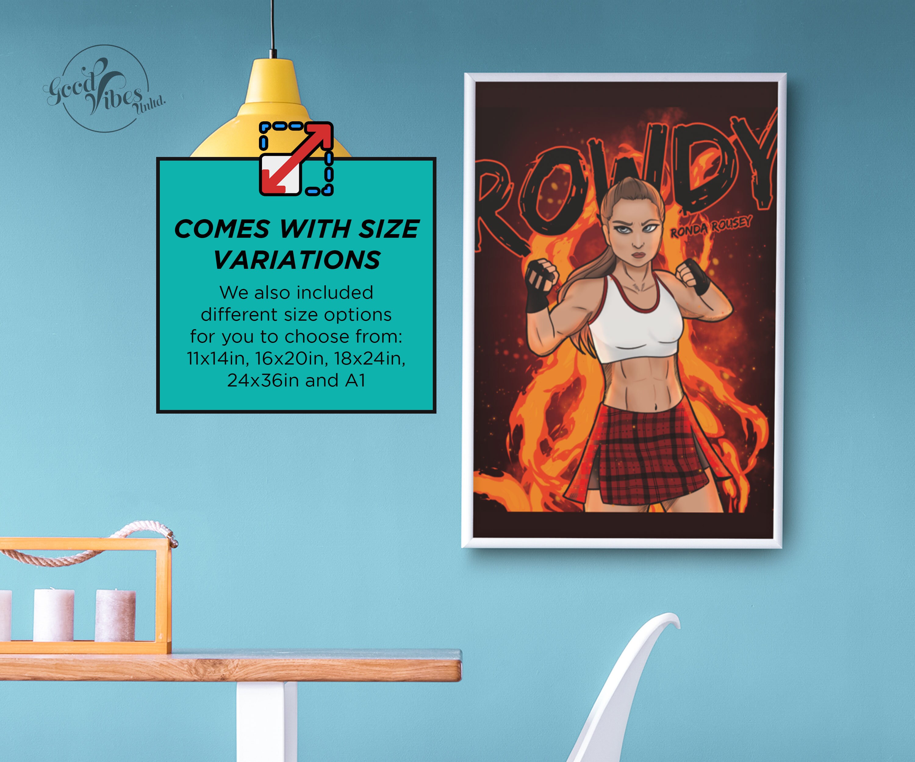 Ronda Rousey Ready to Print Downloadable Digital Art Poster. Wall Art ...