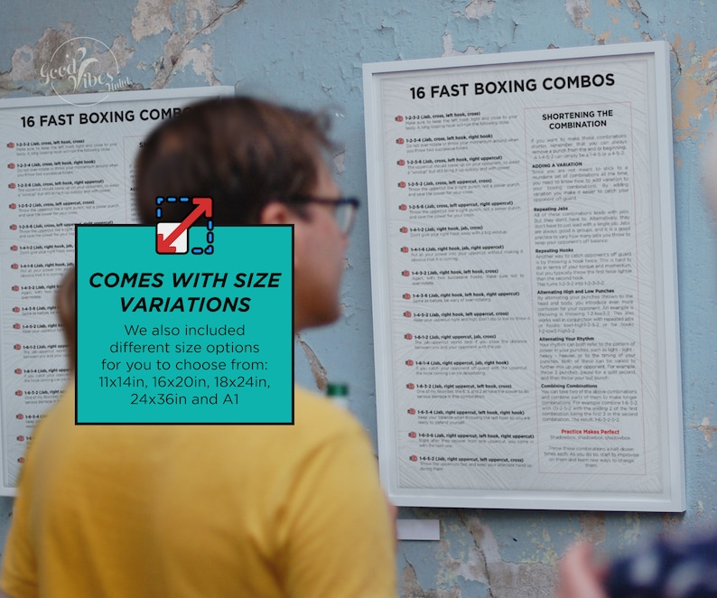Boxing Combos Downloadable Poster. Digital Print, Ready to Print Poster ...