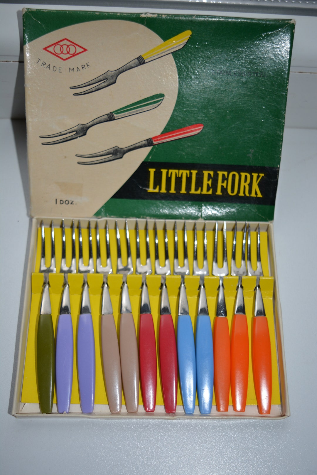 Vintage Small Dessert Colored Forks Rostfrei - Etsy