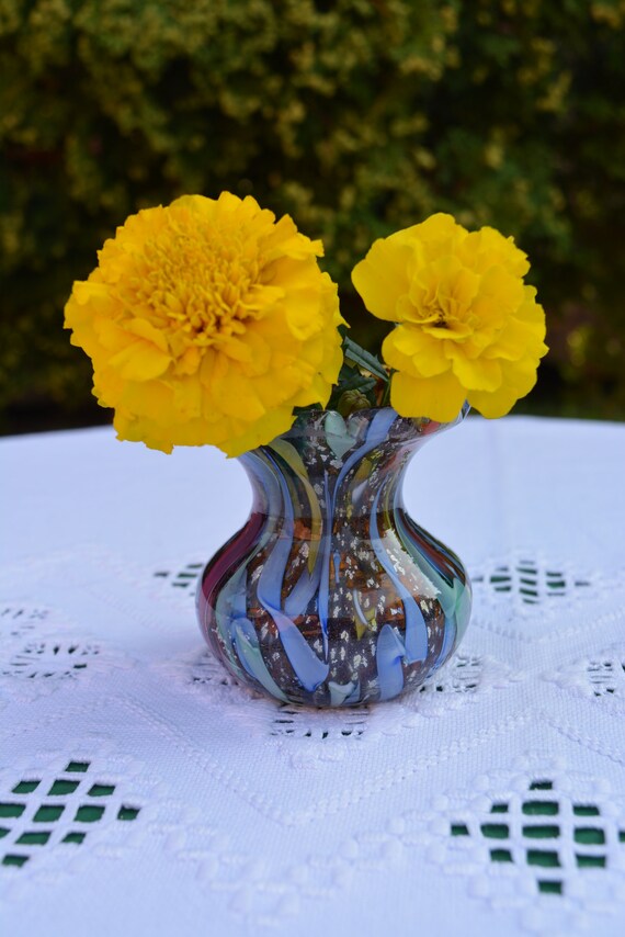 Vintage Color Glass Vase 80s. | Etsy