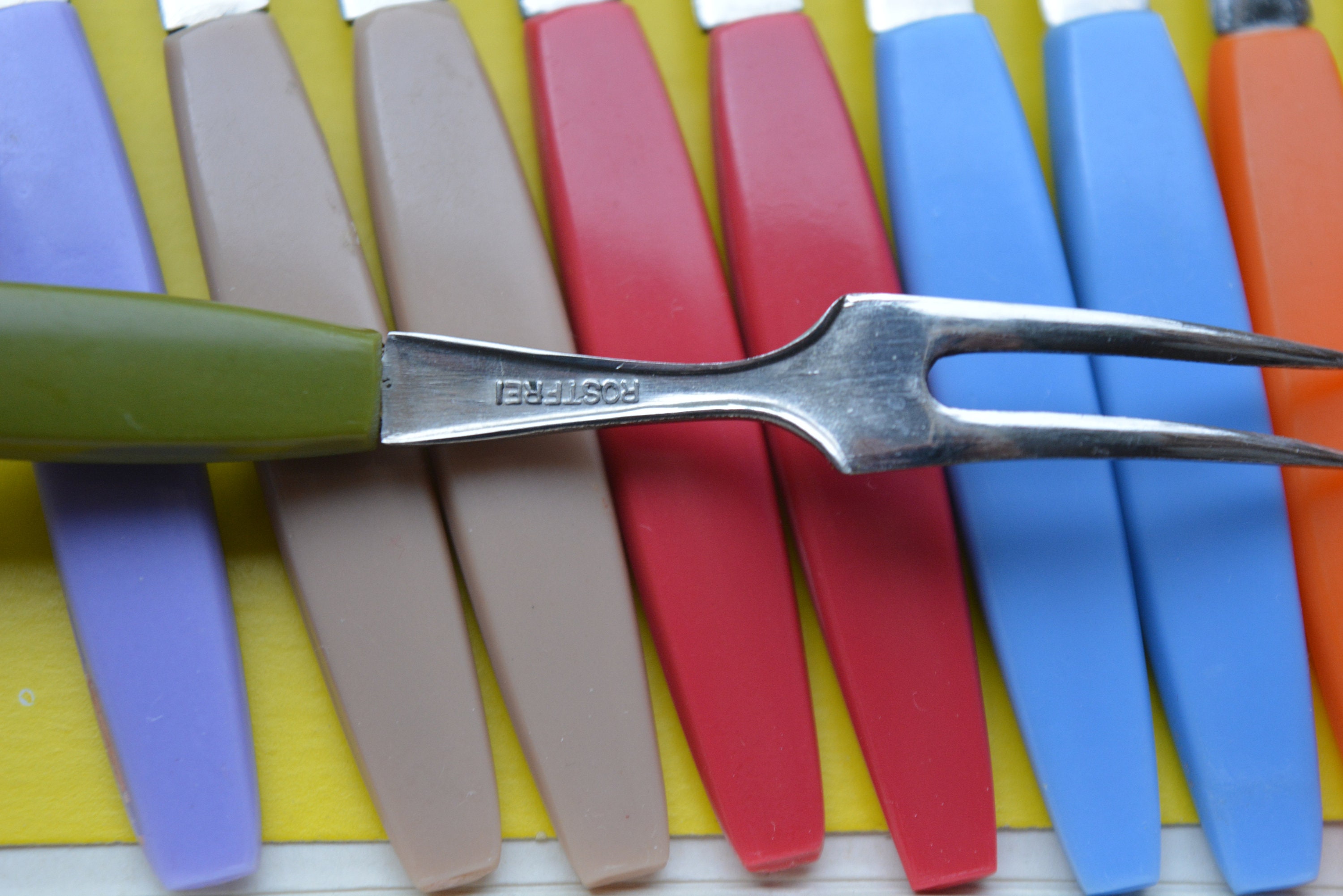 Vintage Small Dessert Colored Forks Rostfrei - Etsy