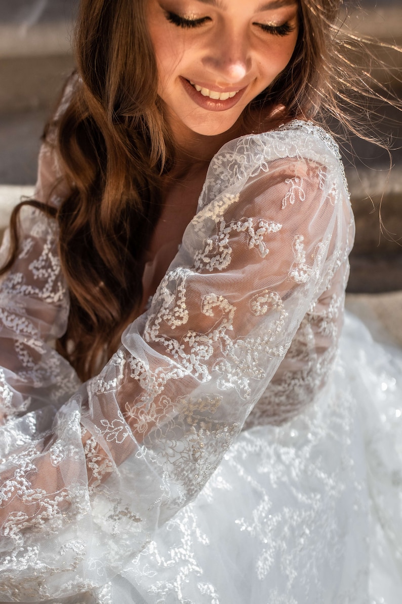 Tutu Wedding Dress With Long Sleeves Bohemian Wedding Dress | Etsy