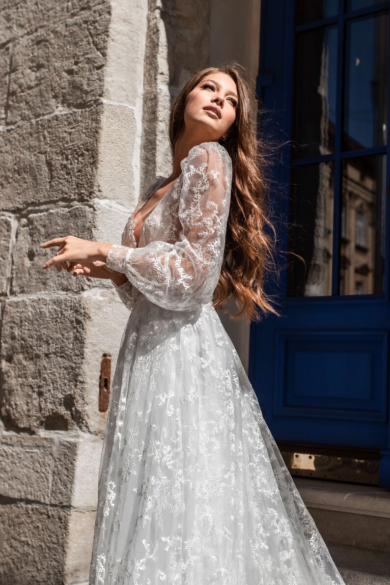 Tutu Wedding Dress With Long Sleeves Bohemian Wedding Dress | Etsy