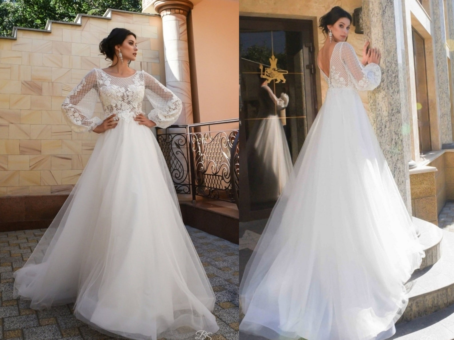 Long sleeve wedding dress tulle tutu wedding dress lush | Etsy