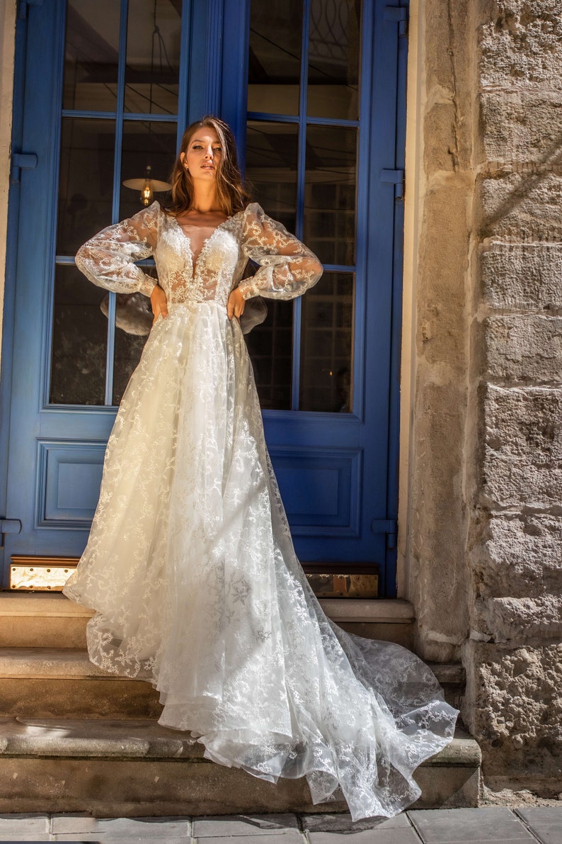 Tutu Wedding Dress With Long Sleeves Bohemian Wedding Dress | Etsy