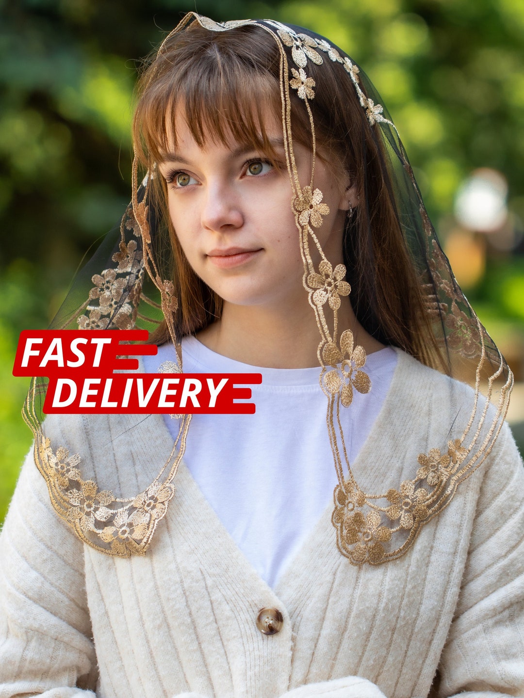 Floral Catholic Veil Catholic Head Covering Veil for Church - Etsy