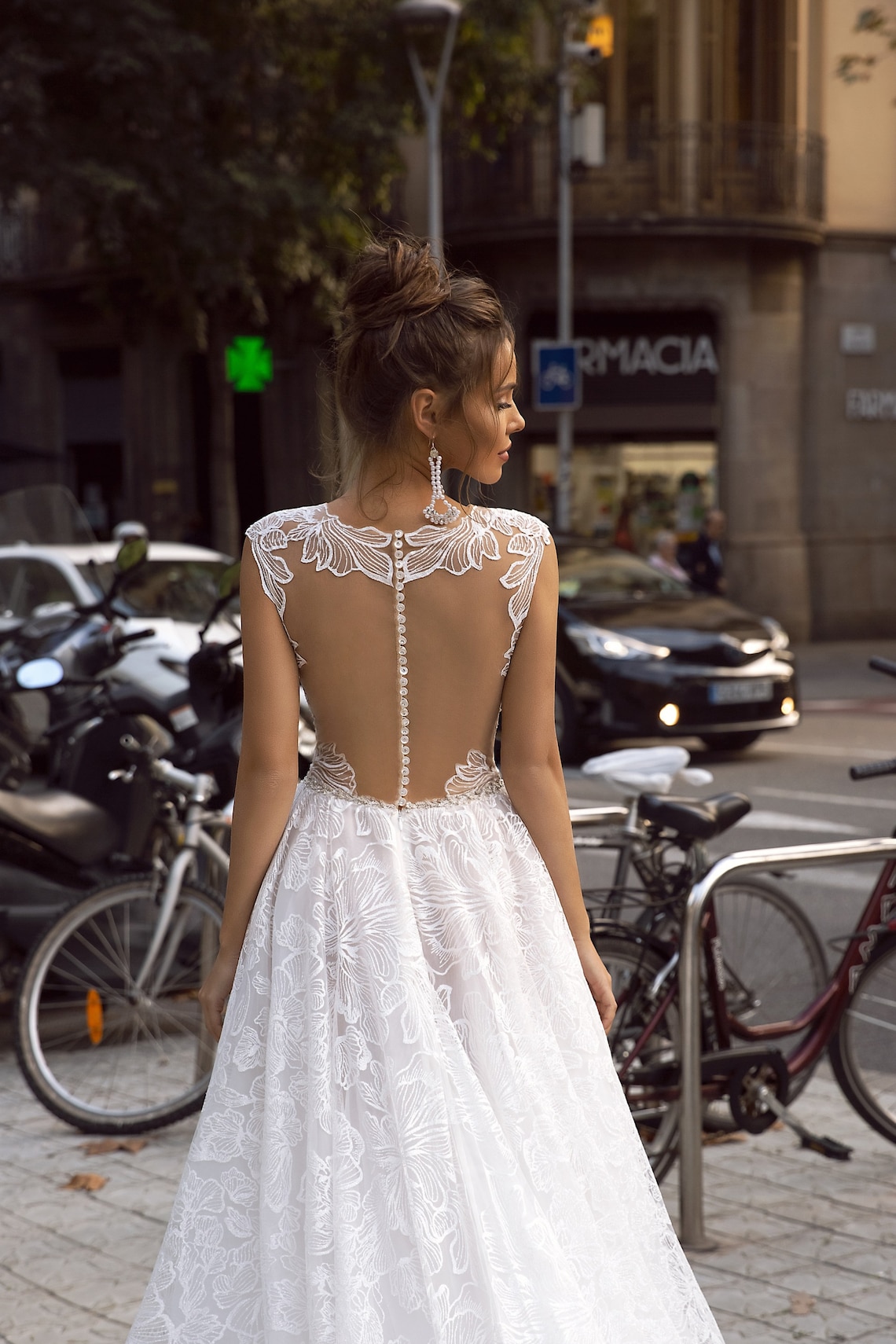 Open back lace wedding dress deep v neckline wedding dress | Etsy