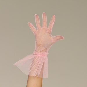 Baby Pink Tulle Gloves, Tulle Gloves, Bachelorette Accessories, Gloves ...