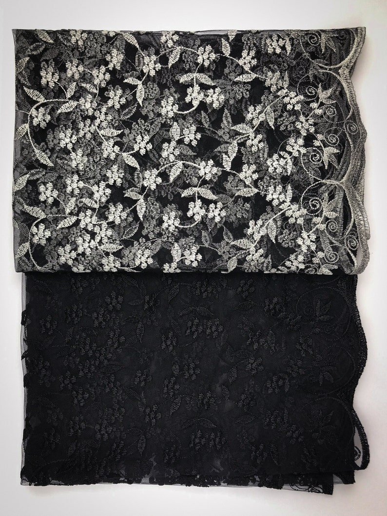 Gray Infinity Veil With Little Flowers Lace church veil | Etsy