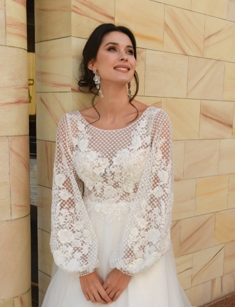 Long sleeve wedding dress tulle tutu wedding dress lush | Etsy