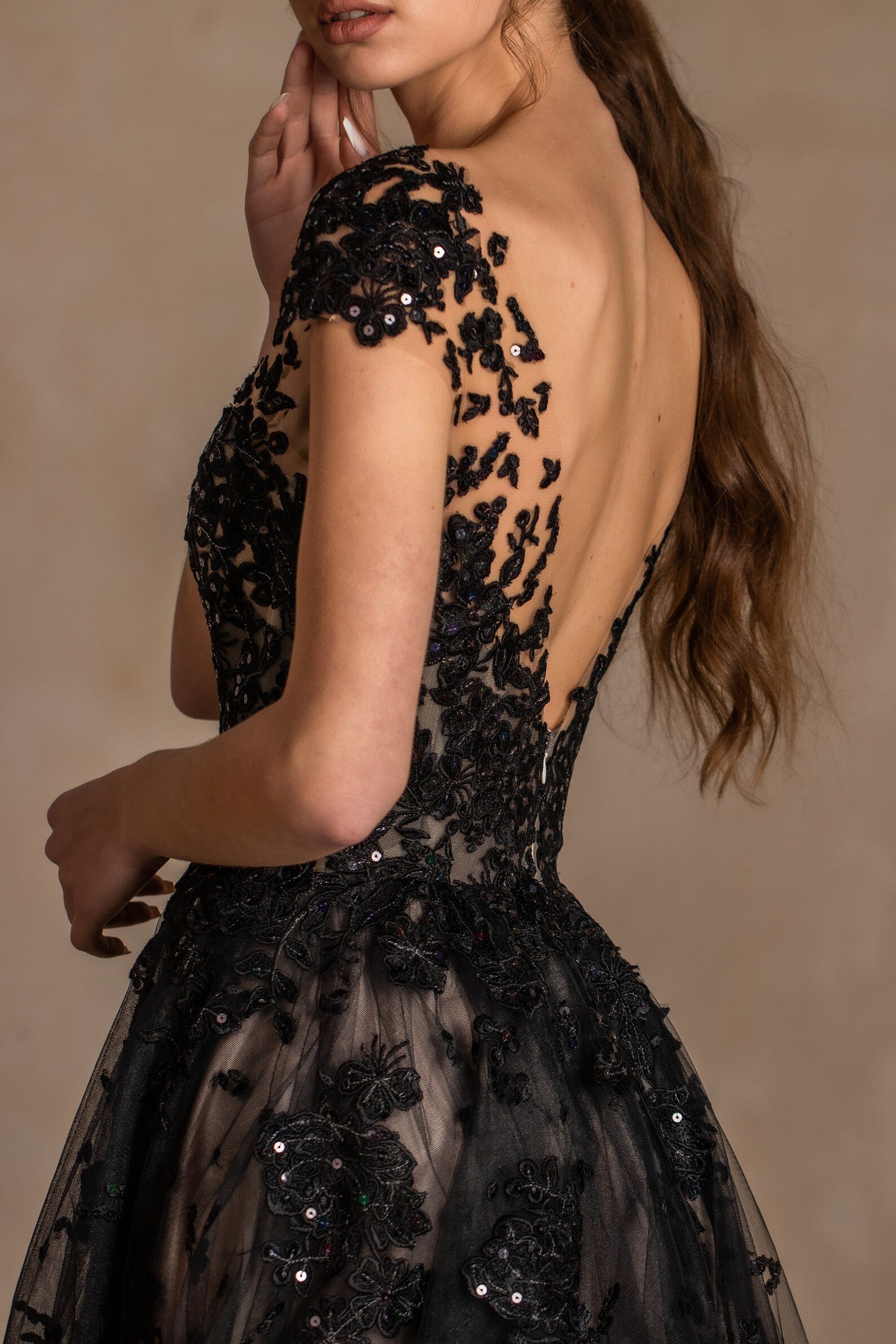 Unique Black Lace Wedding Dress Black Wedding Dress Tulle | Etsy