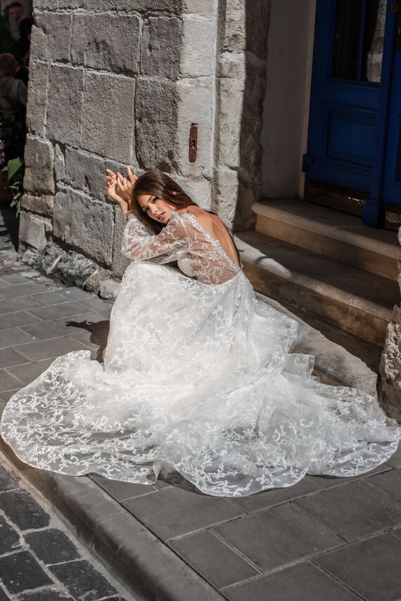 Tutu Wedding Dress With Long Sleeves Bohemian Wedding Dress | Etsy