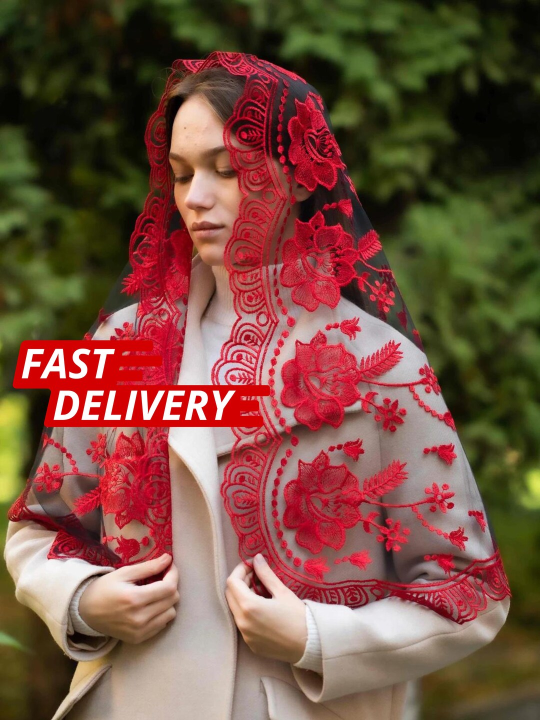 Our Lady of Lourdes Veil, Catholic Head Covering Veil for Church ...