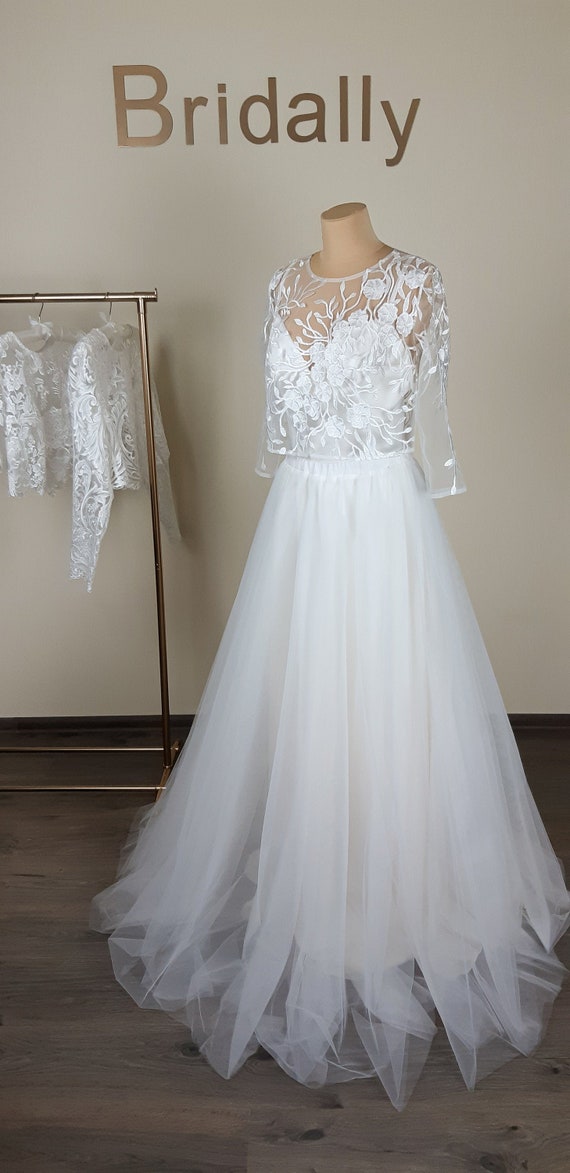 White or Ivory Lace Crop Top Tops Engagement lace top Bridal | Etsy