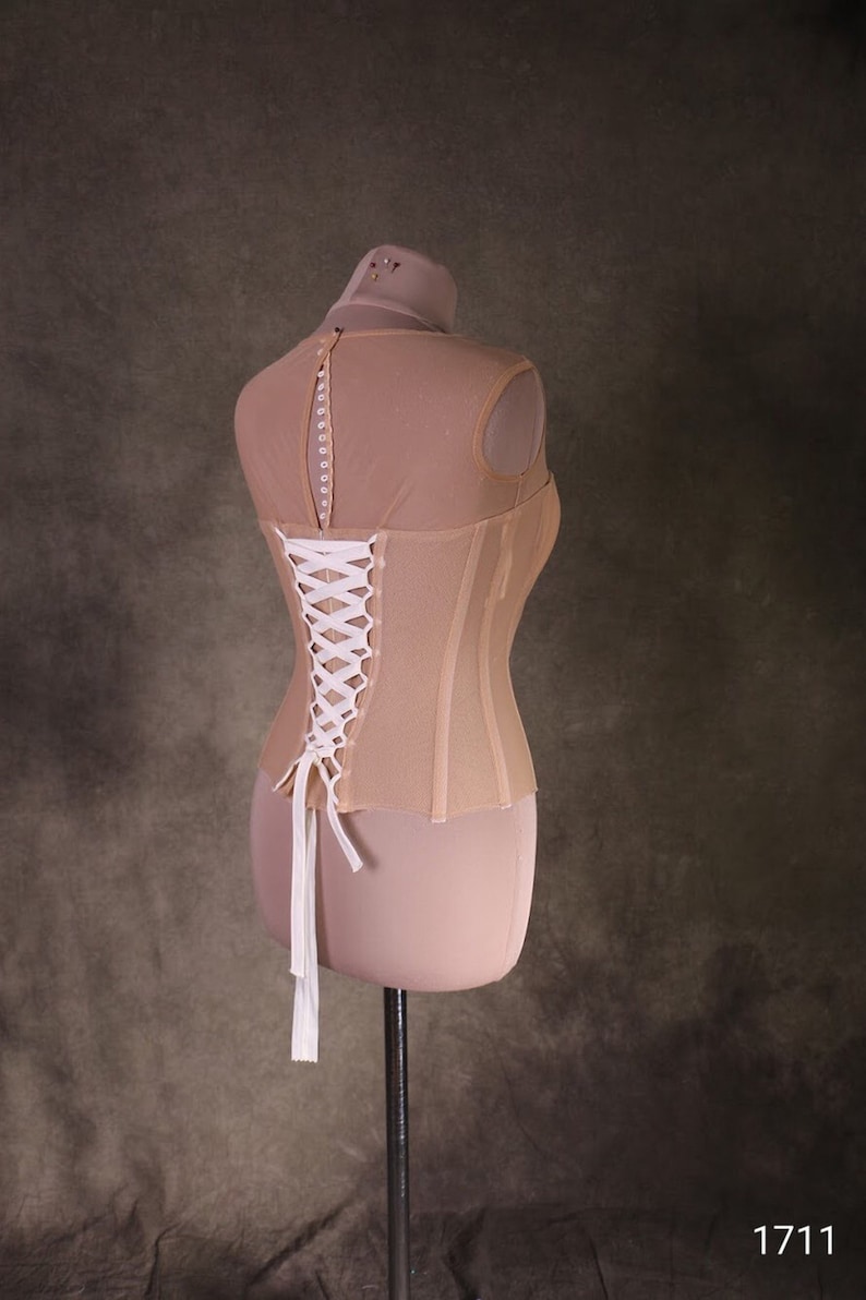 Beige Dress Corset With White Lacing in the Back Custom Made | Etsy