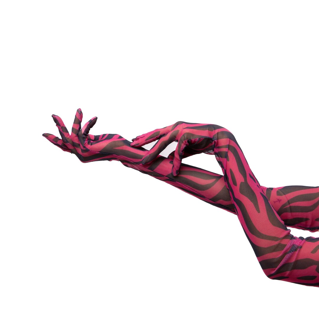 Animal Print Gloves, Pink Zebra Gloves, Over Elbow Length Gloves ...
