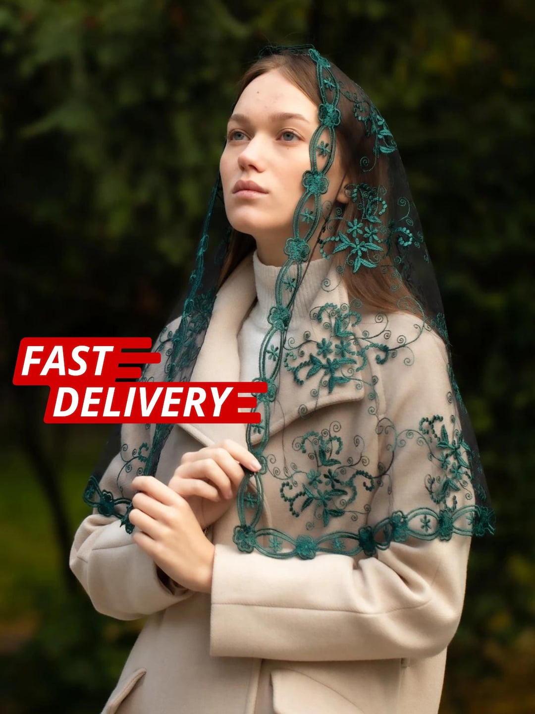 Green Chapel Mantilla, Chapel Veil Catholic, Our Lady of Lourdes Veil ...