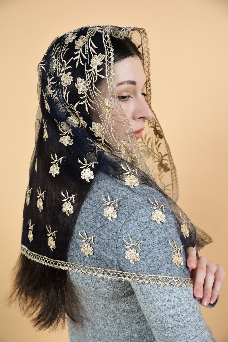 Infinity Blue Veil Latin Mass Gold Veil Infinity Catholic - Etsy