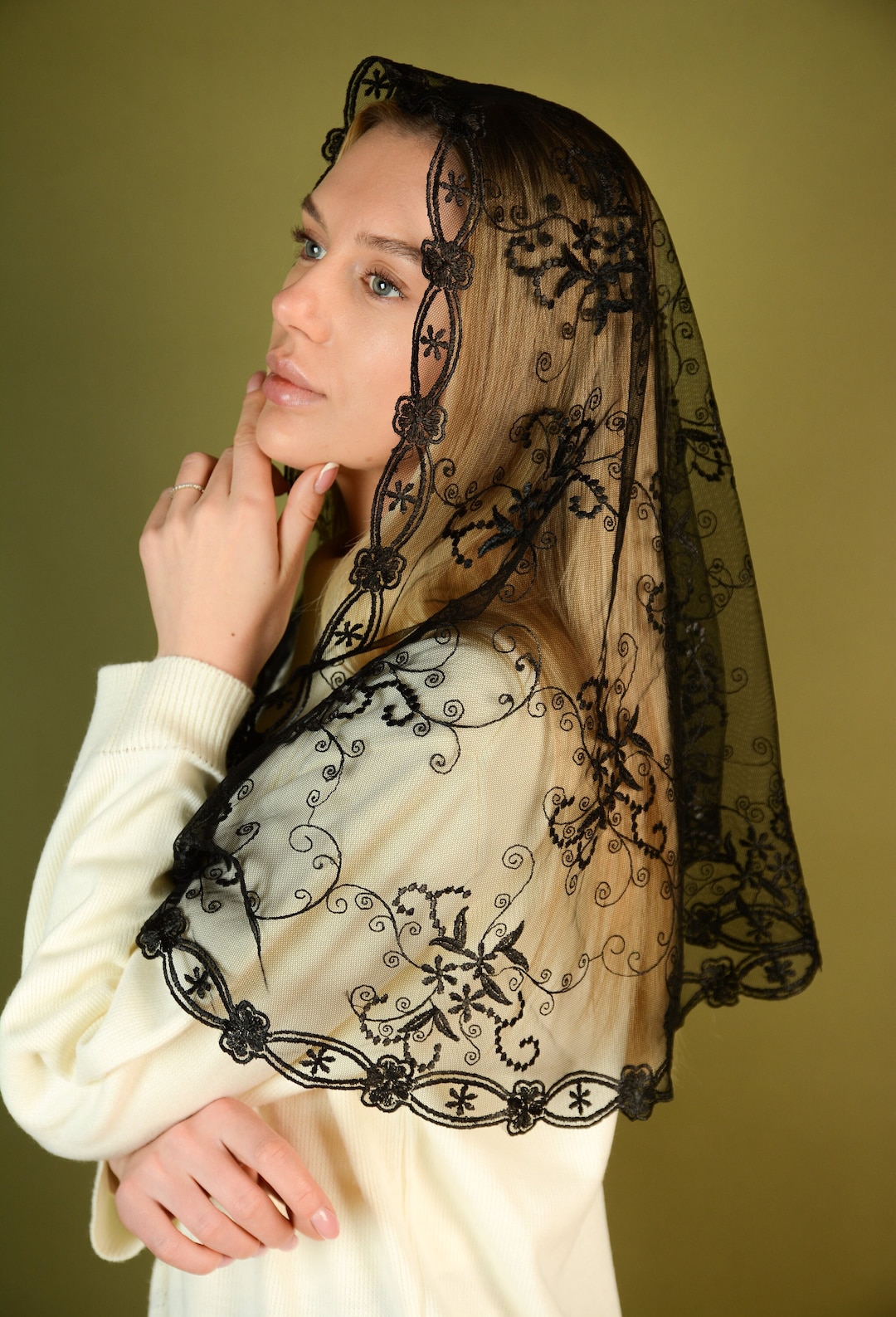 New Black Chapel Mantilla, Chapel Veil Catholic, Mantilla Catholic ...