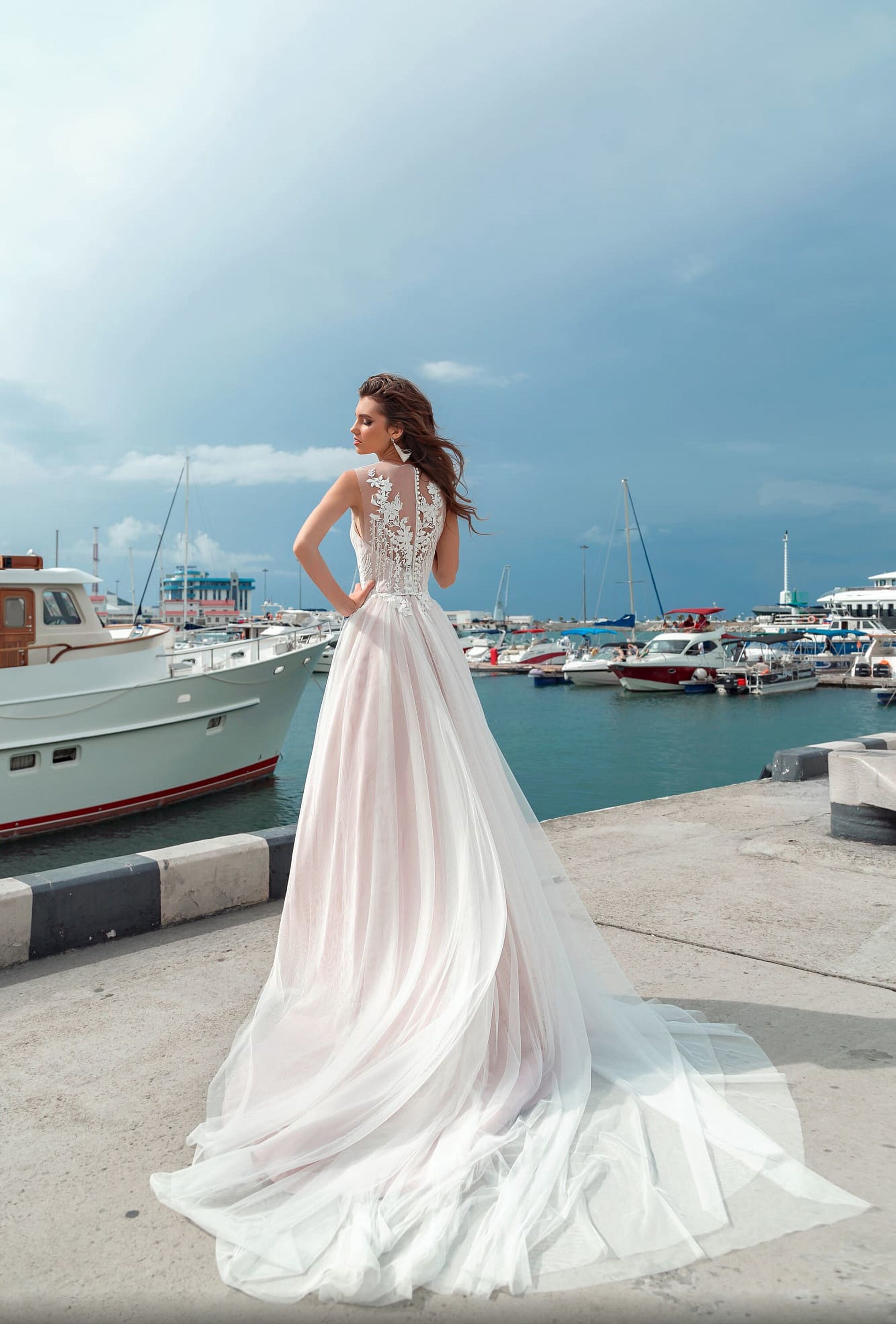 Open back wedding dress open back dress with pearls deep V | Etsy