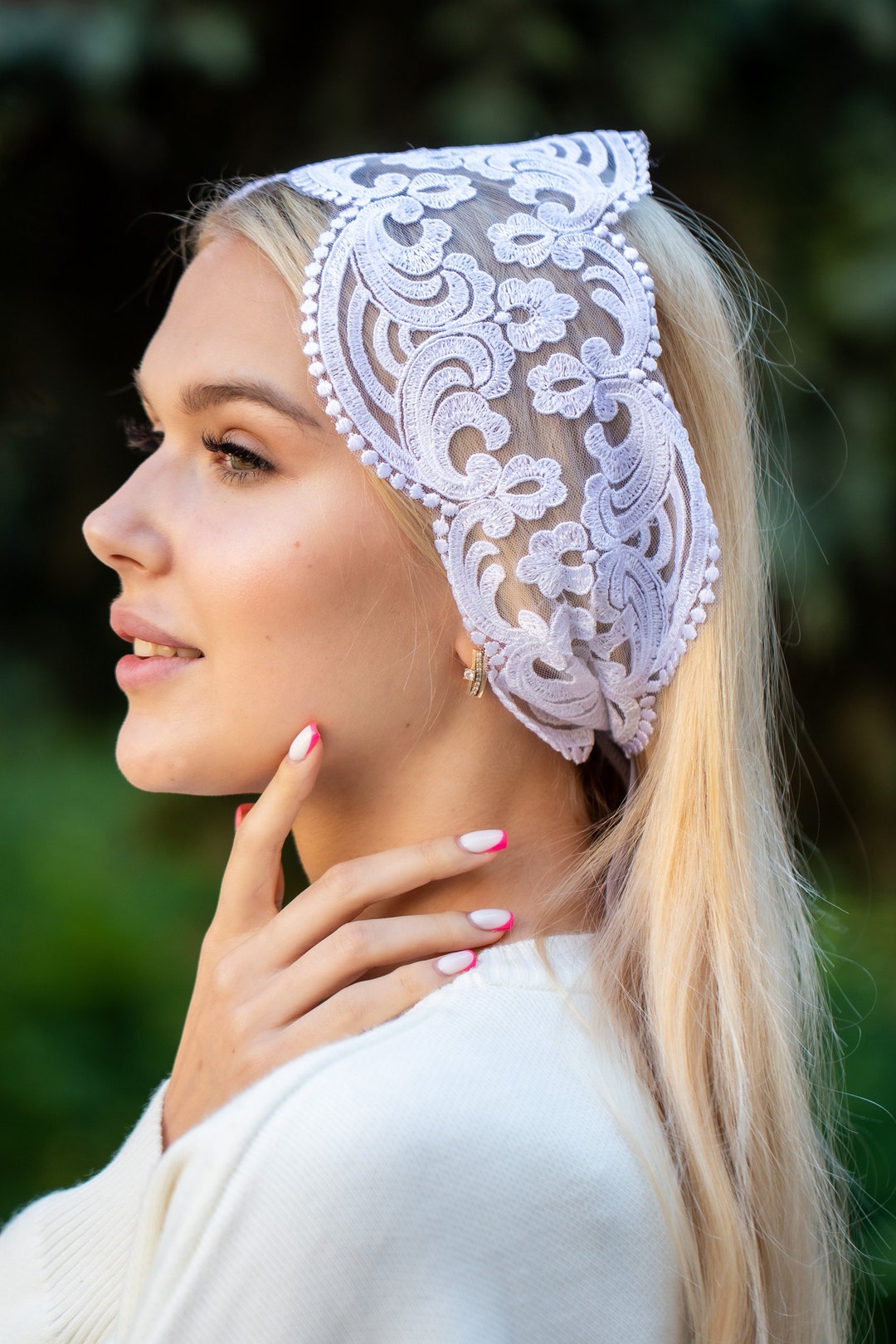 NEW White Lace Headband Catholic Head Band Veil Headband - Etsy
