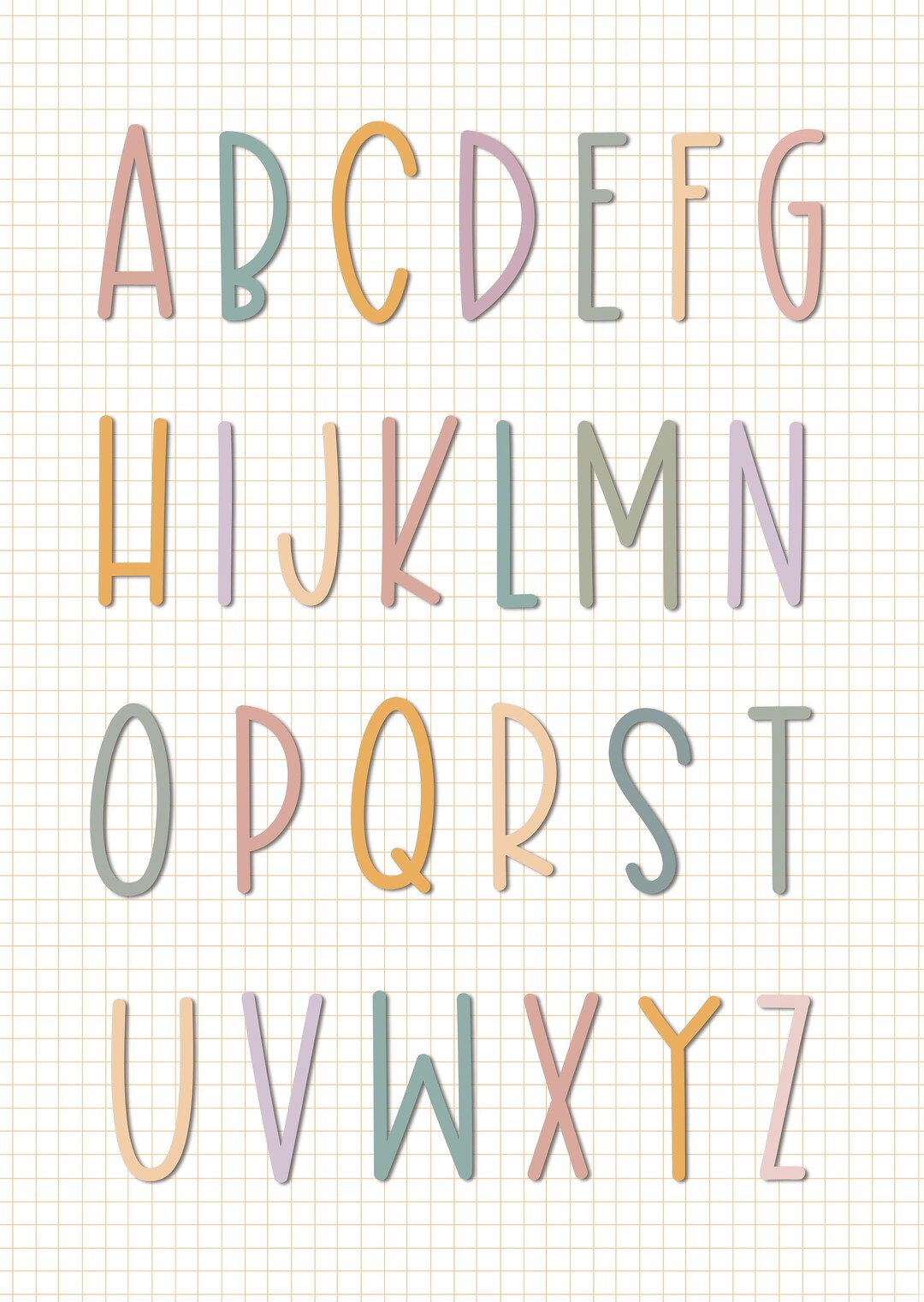 Pastel Alphabet A4 Print - Etsy