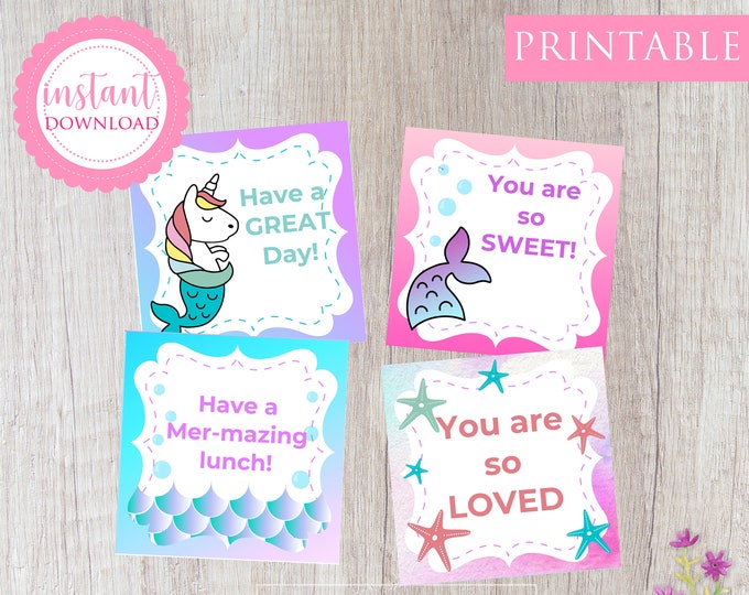 Lunch Box Notes - Sea Unicorn , Lunch Box Notes for Kids, Lunch Notes ...