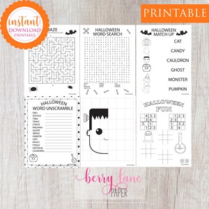 Halloween Activity Pages, Kids Activities, Instant Download, Printable ...