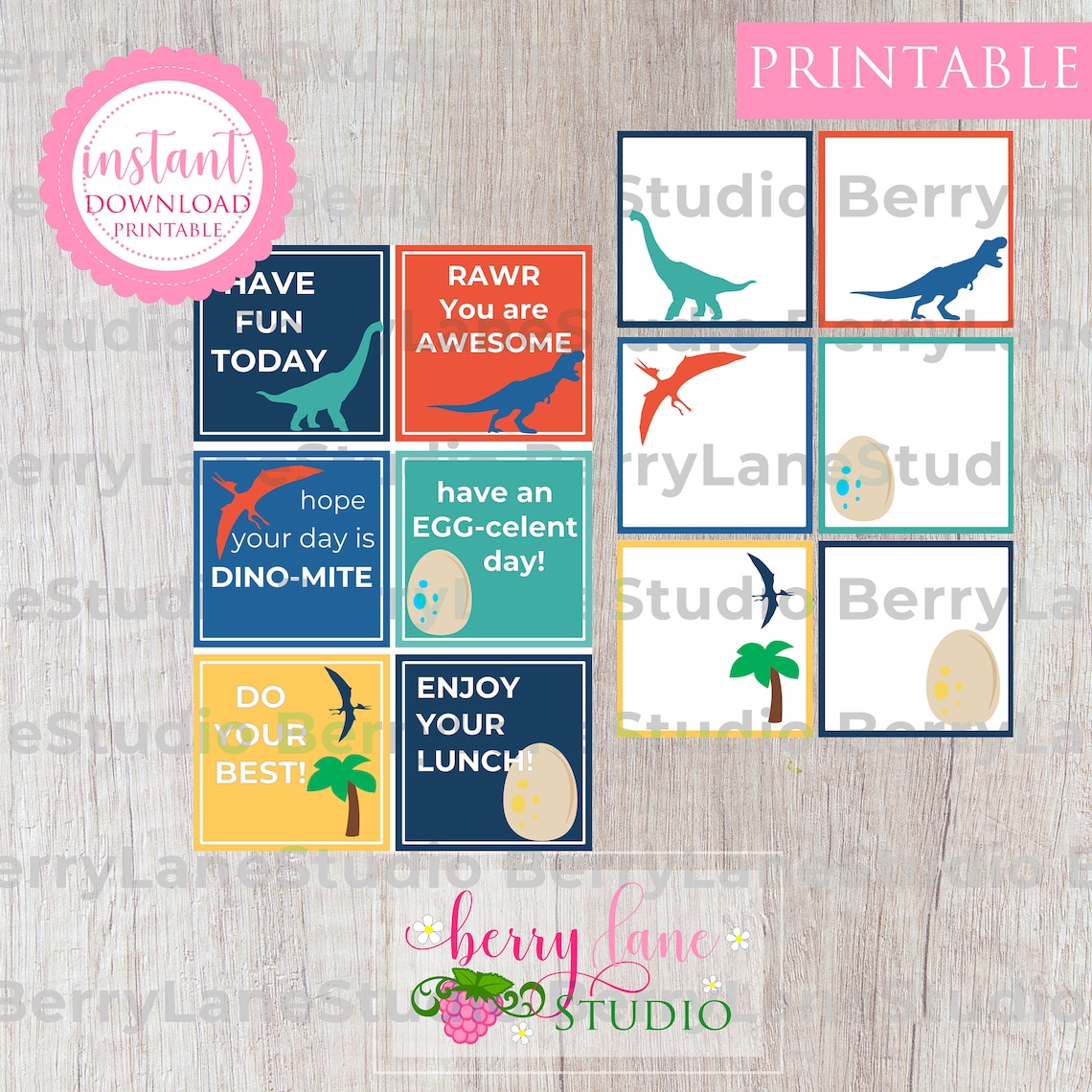 Lunch Box Notes - Dinosaurs, Lunch Box Notes for Kids, Lunch Notes for ...