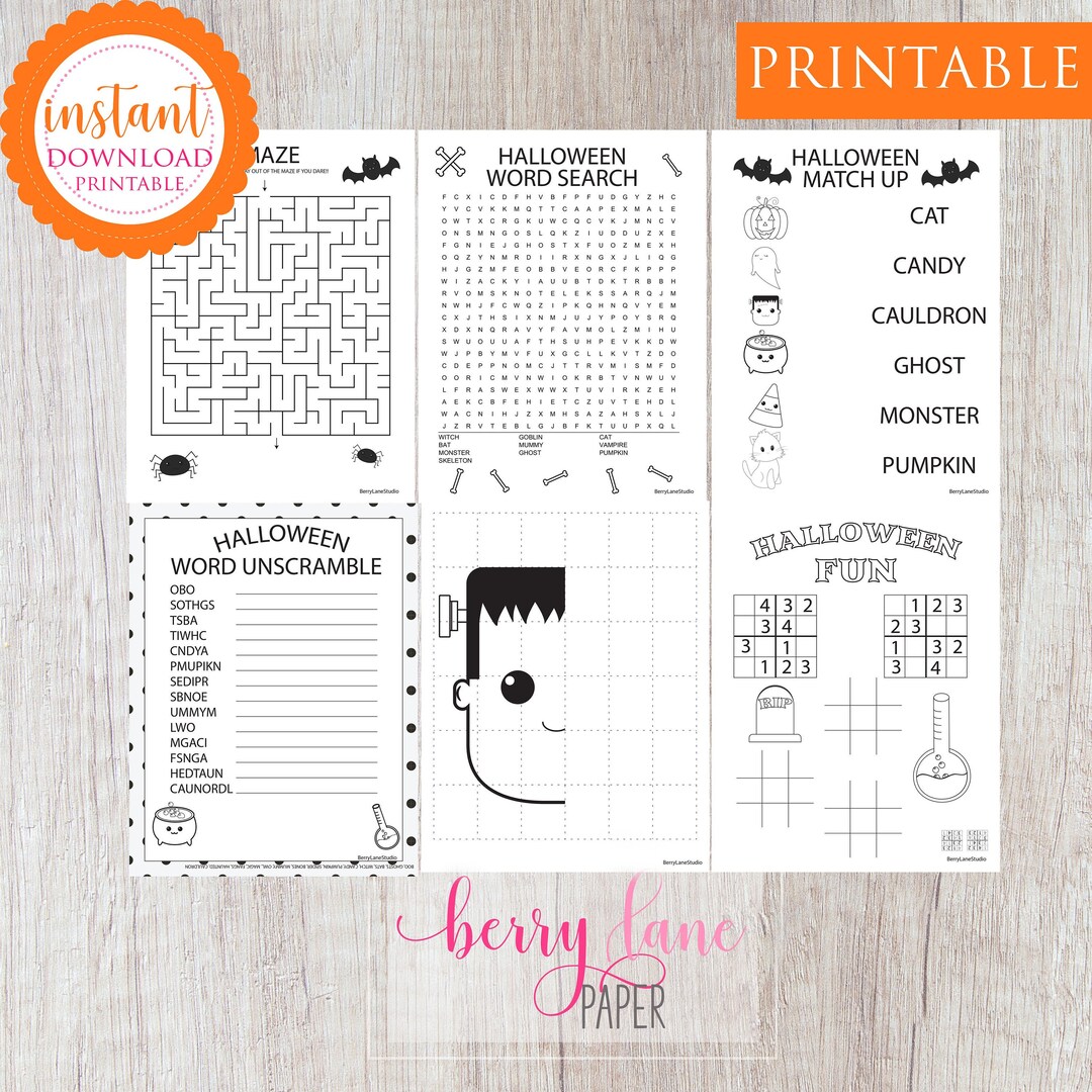 Halloween Activity Pages, Kids Activities, Instant Download, Printable ...