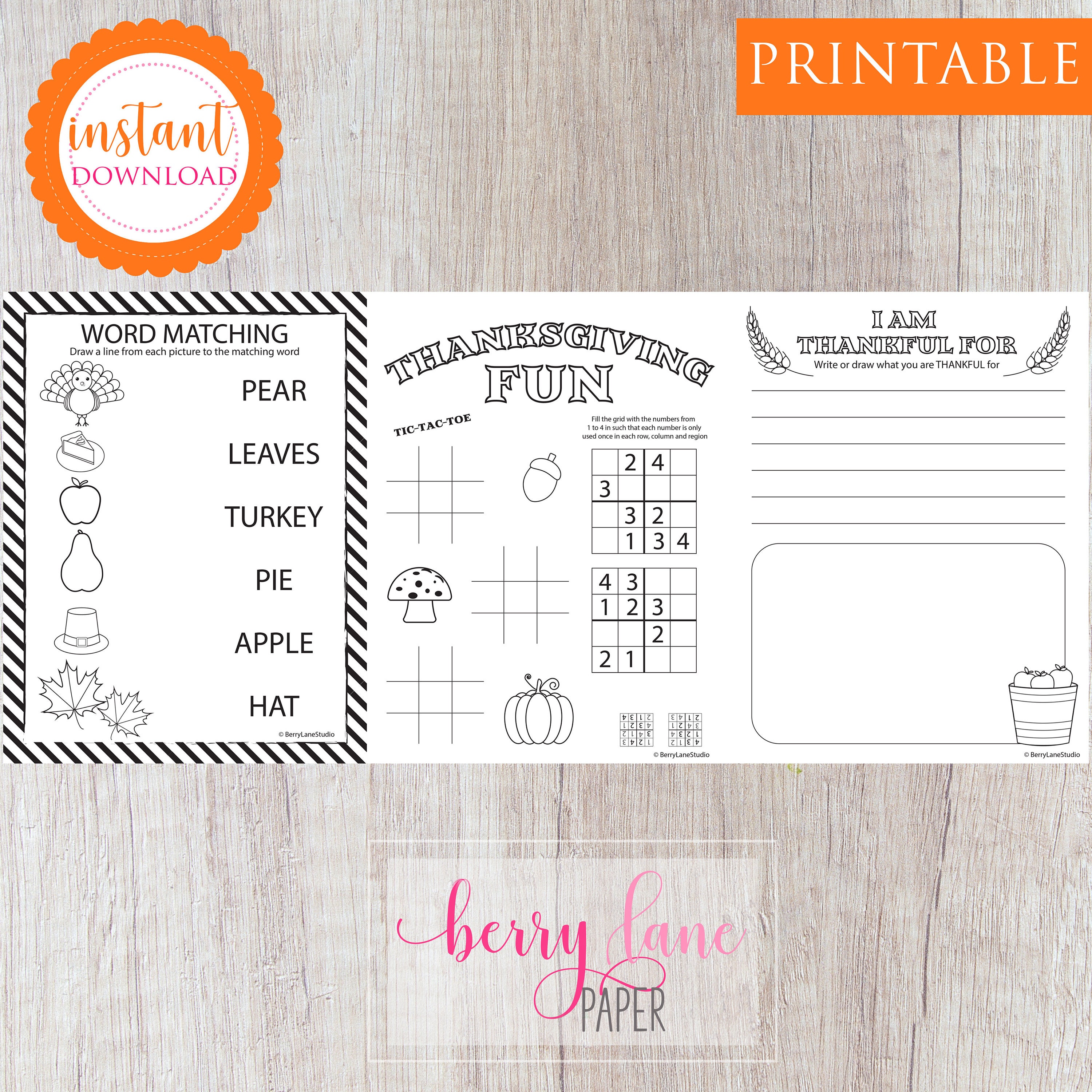 Thanksgiving Activity Pages, Kids Activities, Instant Download ...