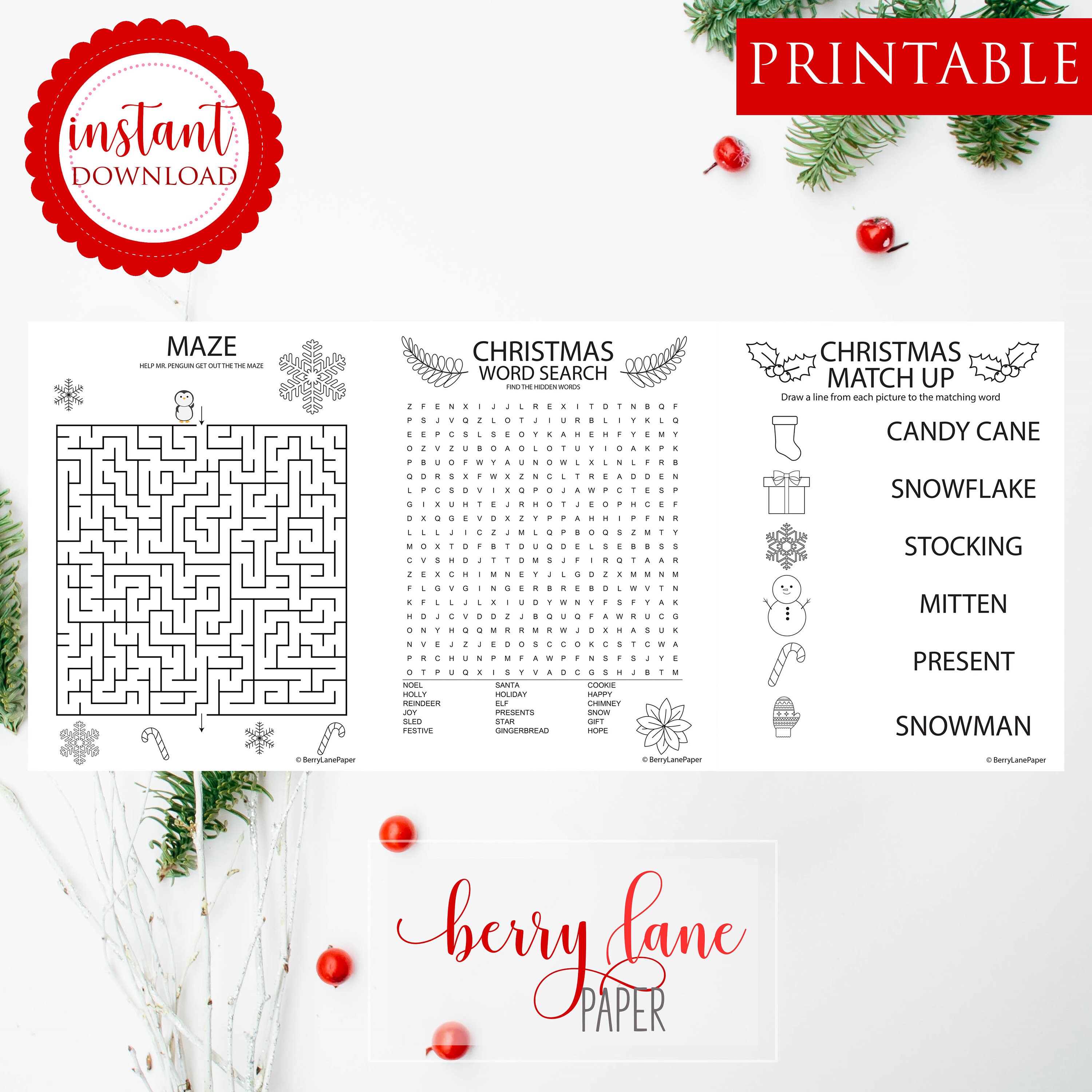 Christmas Activity Pages, Kids Activities, Instant Download, Printable ...