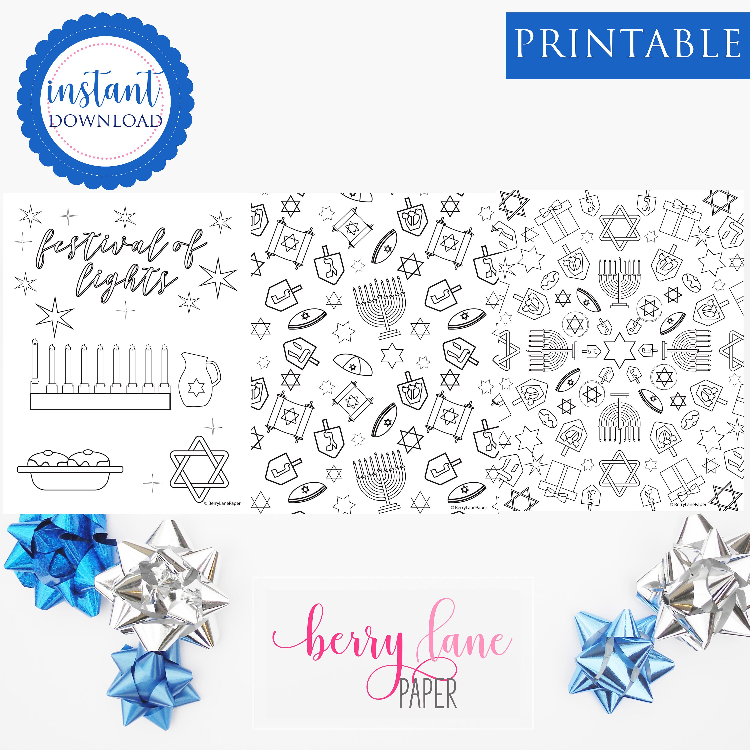 Hanukkah Coloring Pages, Kids Activities, Instant Download, Printable ...