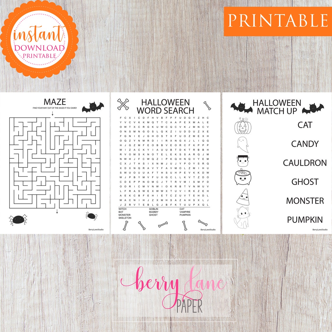 Halloween Activity Pages, Kids Activities, Instant Download, Printable ...