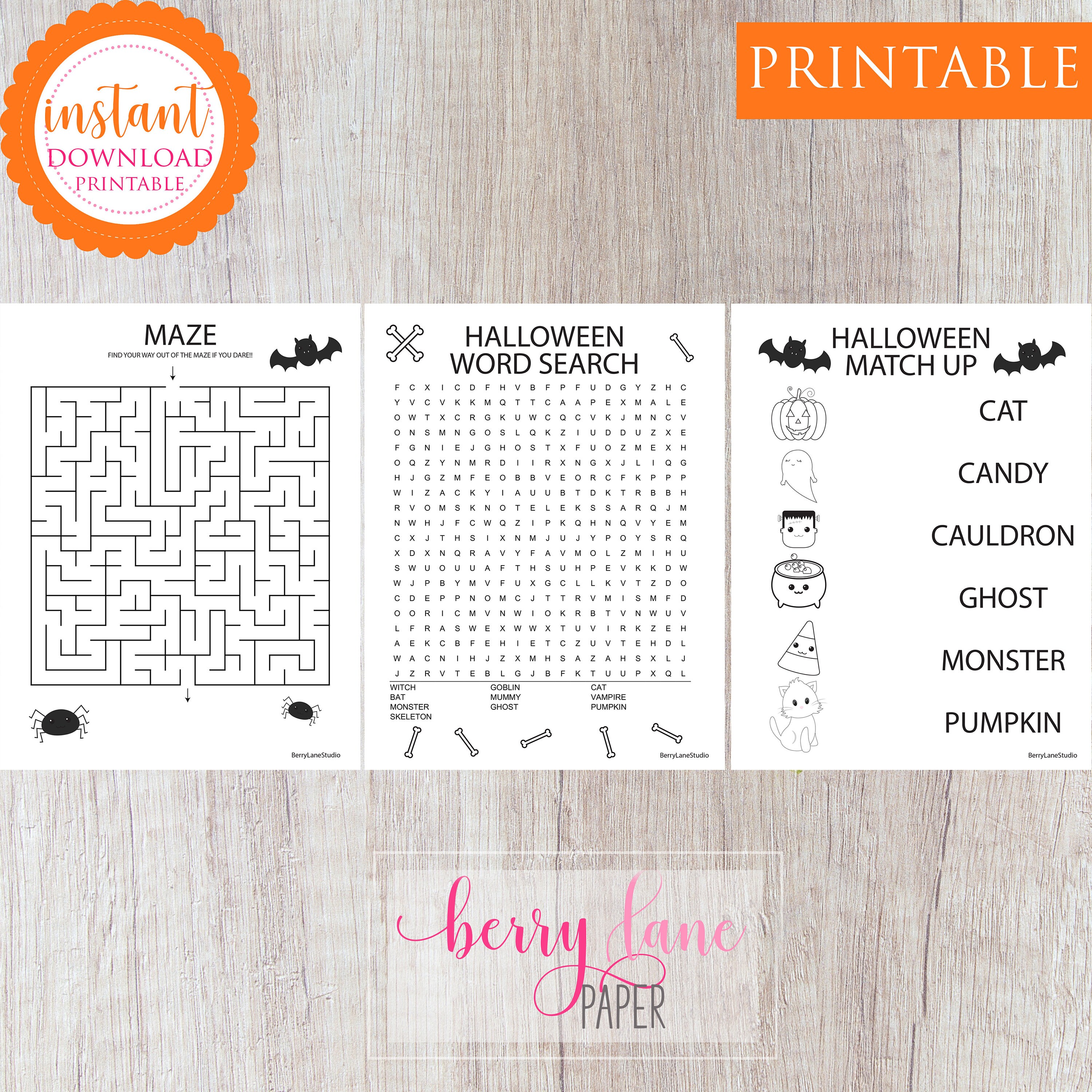 Halloween Activity Pages, Kids Activities, Instant Download, Printable ...