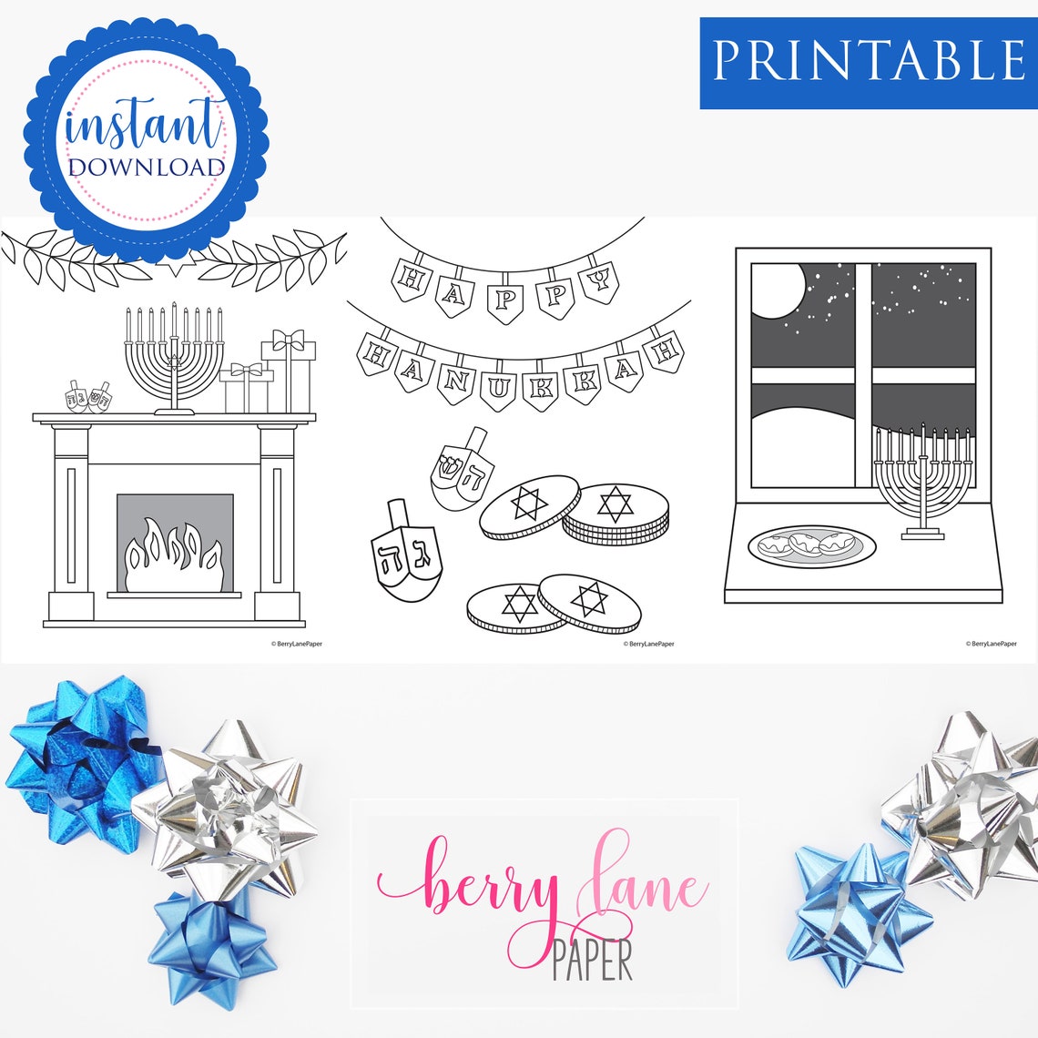 Hanukkah Coloring Pages, Kids Activities, Instant Download, Printable ...