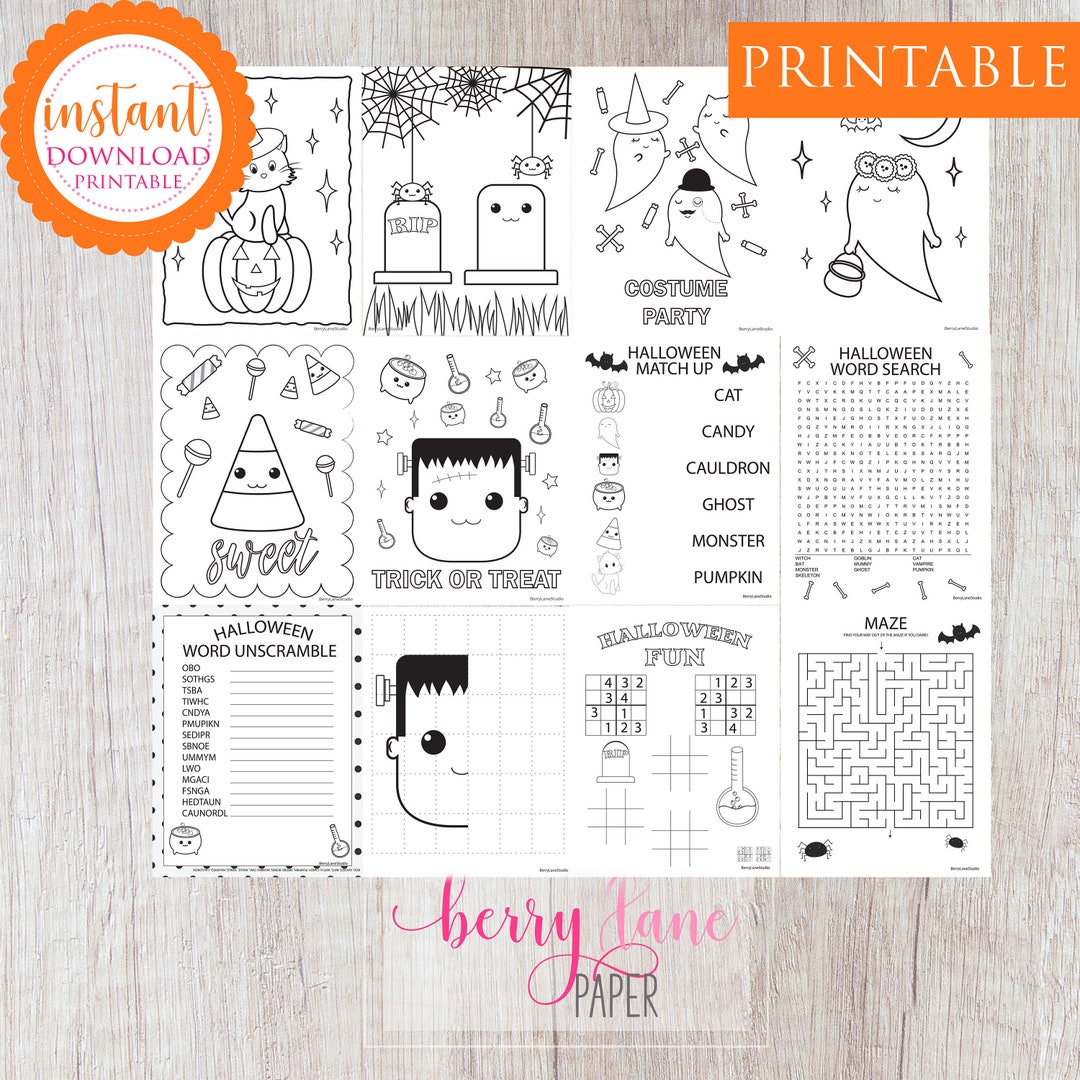 Halloween Coloring Pages, Kids Coloring, Instant Download, Printable ...