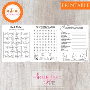 Thanksgiving Activity Pages, Kids Activities, Instant Download ...