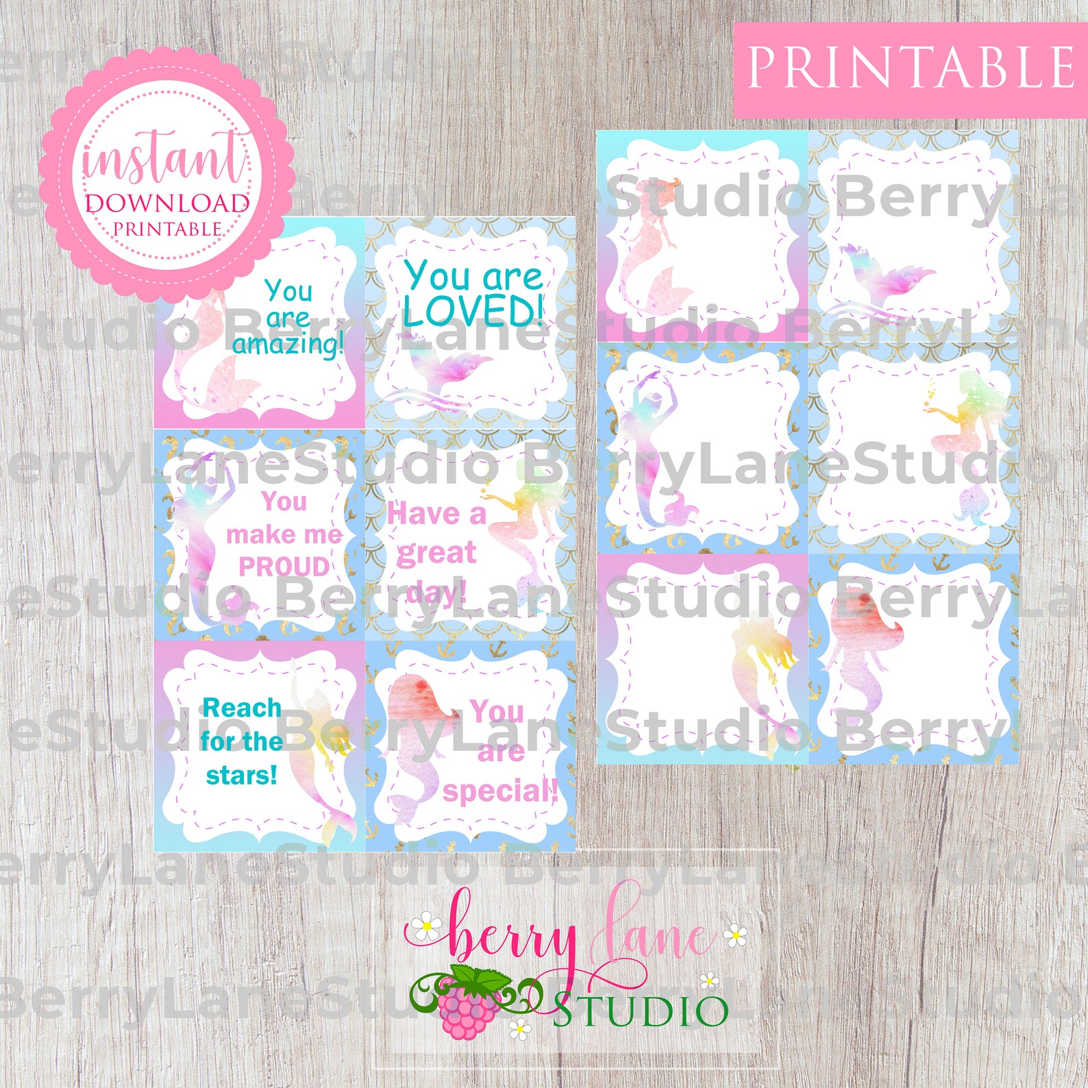 Lunch Box Notes - Mermaid , Lunch Box Notes for Kids, Lunch Notes for ...