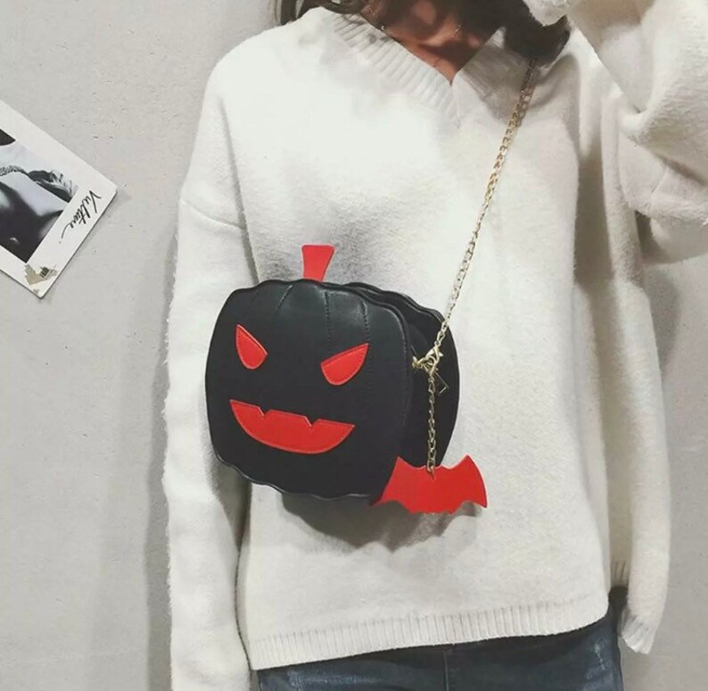 BLACK Pumpkin Halloween PU Leather Shoulder Bag Handbag Purse - Etsy