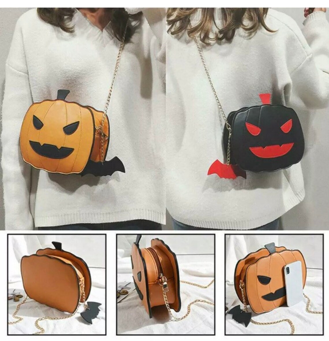BLACK Pumpkin Halloween PU Leather Shoulder Bag Handbag Purse - Etsy