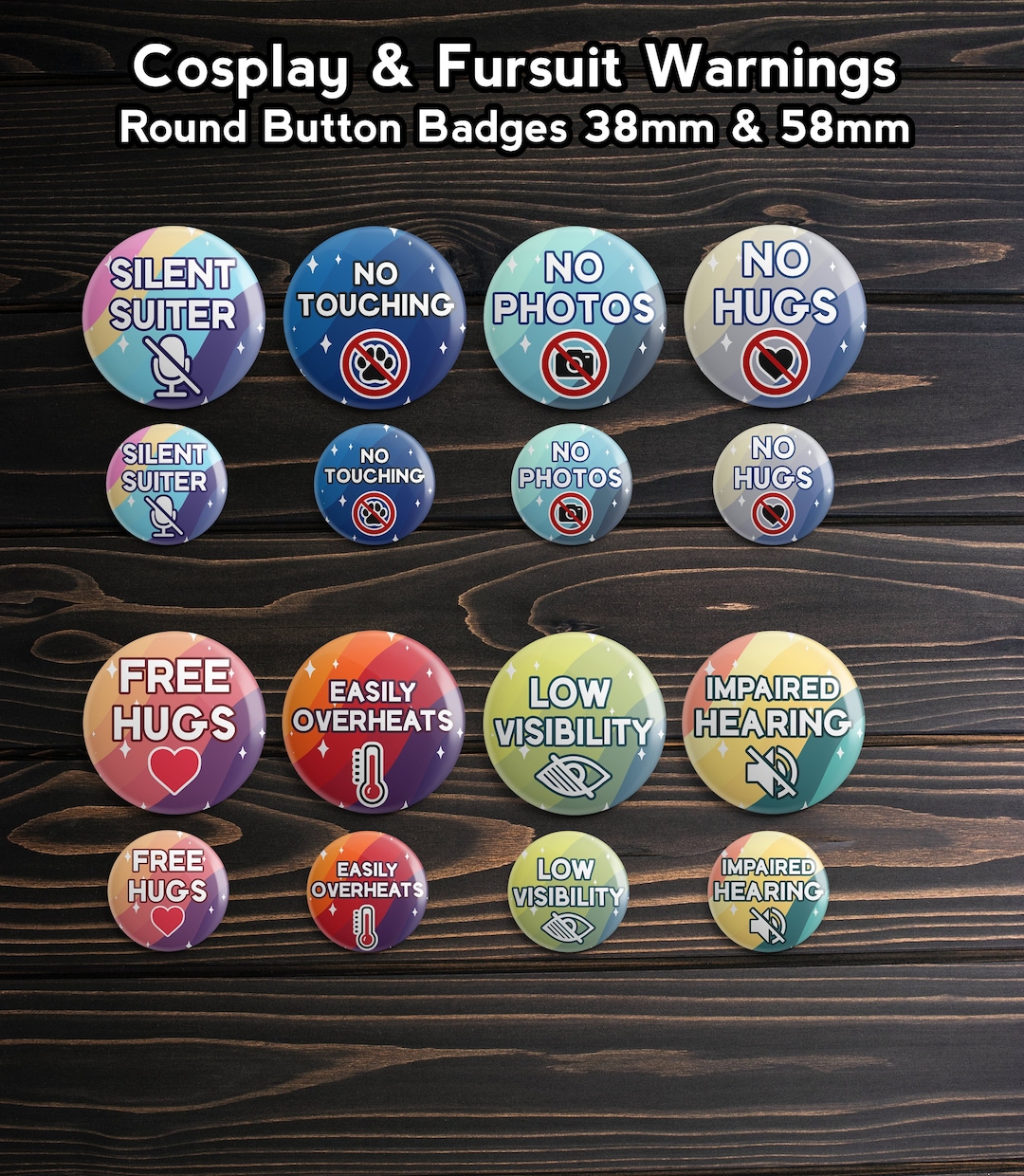 Fursuit & Cosplay Awareness Button Badges 38mm or 58mm UPDATED DESIGNS ...