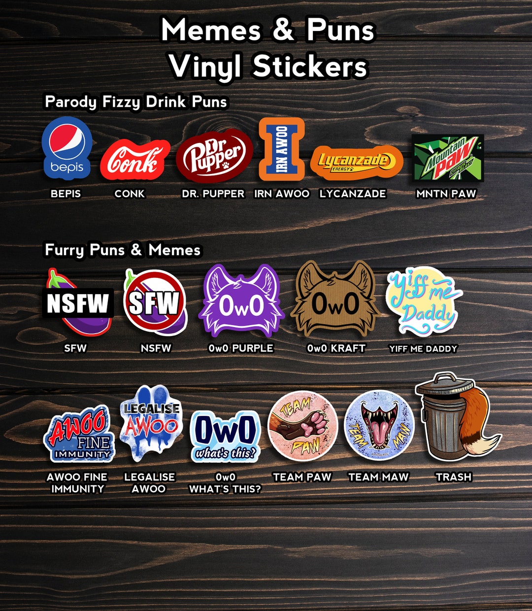 Furry Pun, Meme & Parody Vinyl Stickers - Etsy
