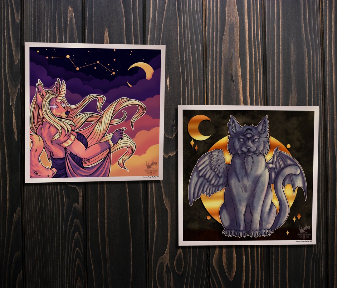 Animal Mythology Prints Cassiopeia Fox Goddess Stone Cat - Etsy