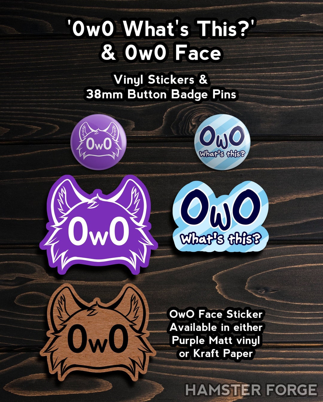 0w0 Face & '0w0 What's This?' | Stickers / 38mm Button Badges - Etsy