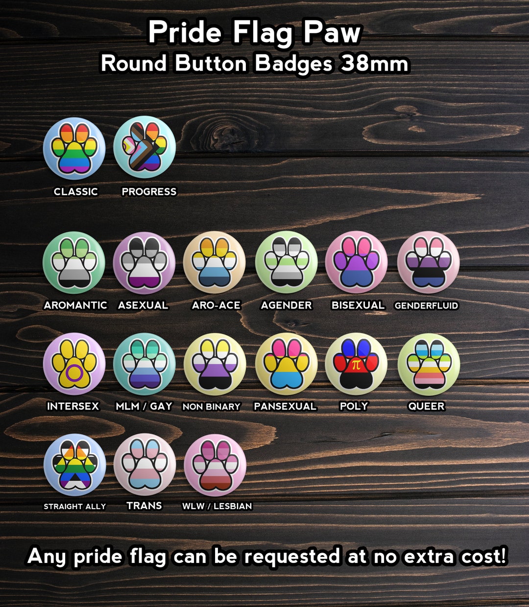 LGBTQ Pride Paw Button Badge Pins 38mm - Etsy