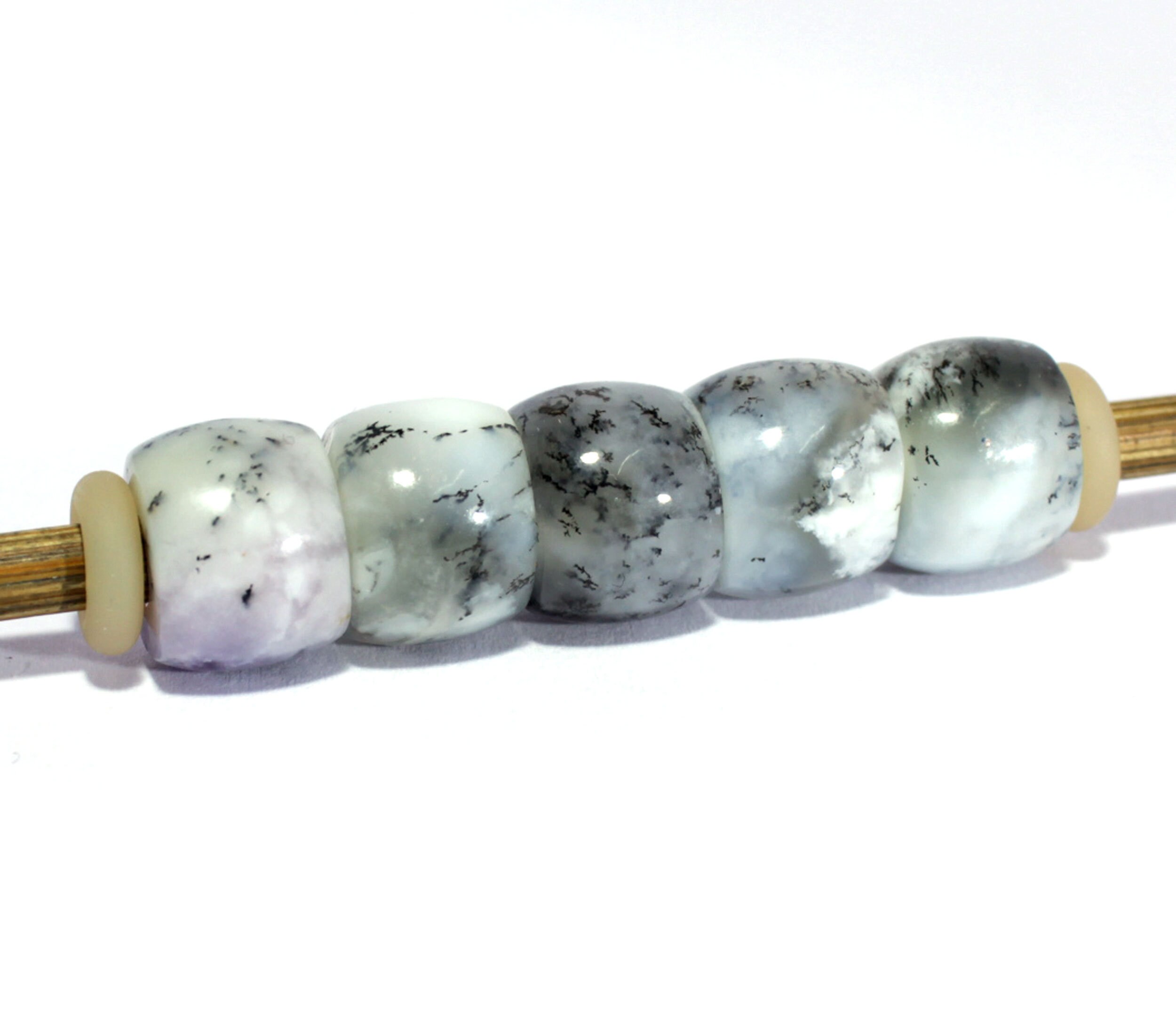 5 Pieces Natural Dendrite Gemstone 13x10 Smooth Big Hole 5mm | Etsy