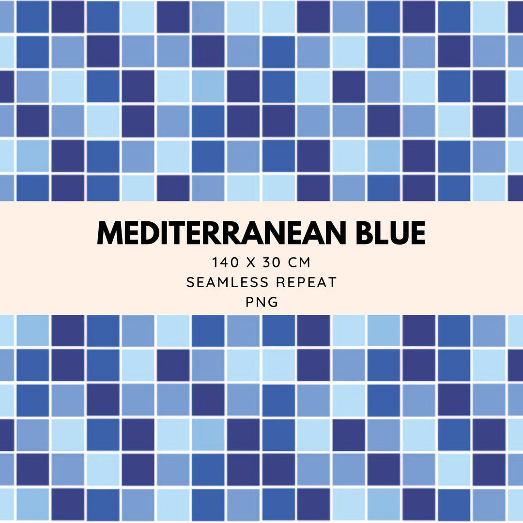 Mediterranean Blue Seamless Grid Pattern | Digital Print | Repeatable ...