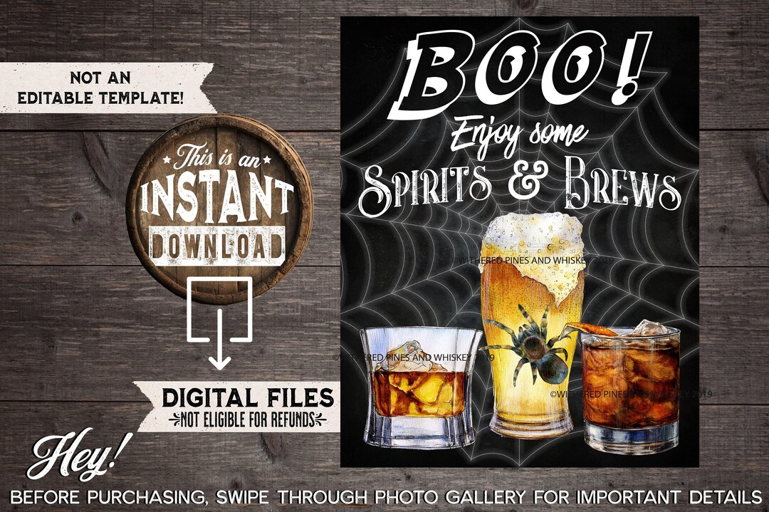 Halloween Drink Sign Printable, Halloween Cocktails, Halloween Bar Menu ...