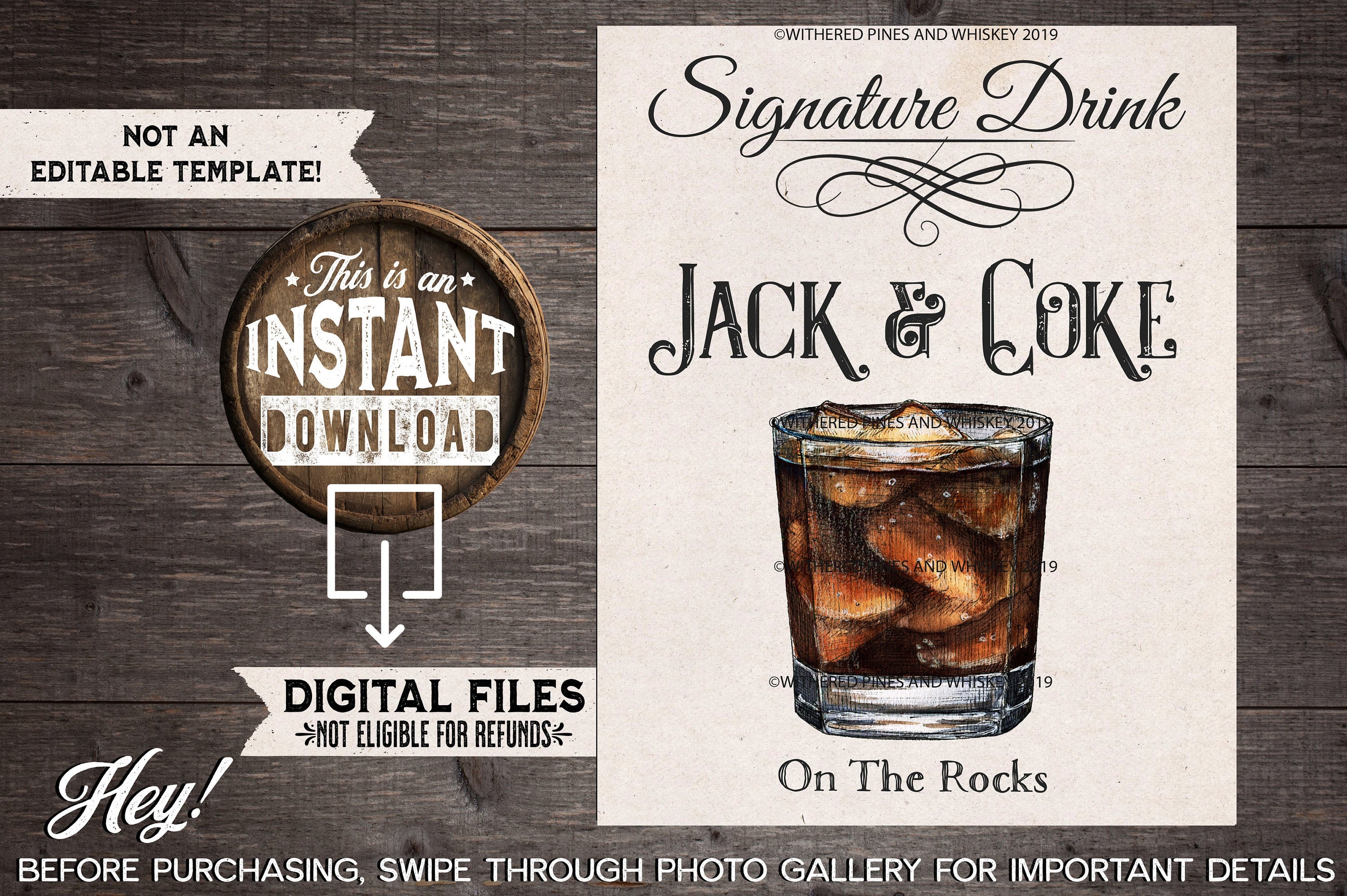 Jack & Coke Signature Drink Sign, Wedding Cocktail, Jack Daniel's ...